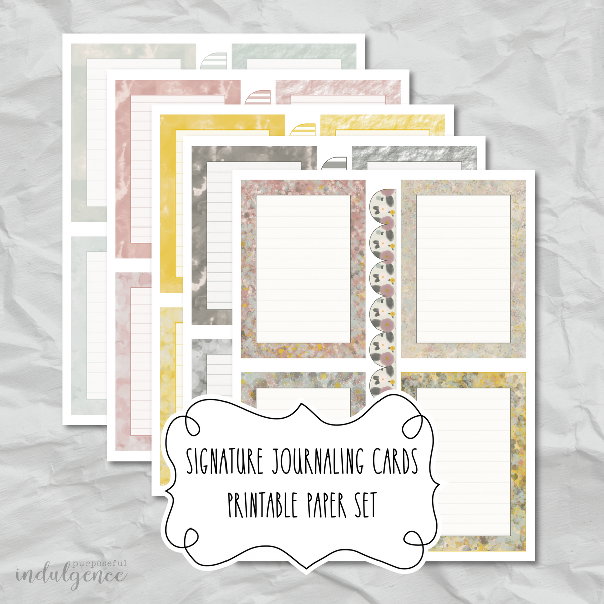 Signature Journaling Cards Printable Papers Pack – Purposeful Indulgence